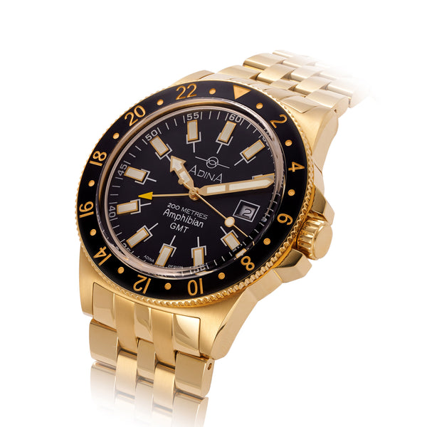 Adina GMT Amphibian Gents Vintage Gold/Black 43mm CT119 G2XB ...